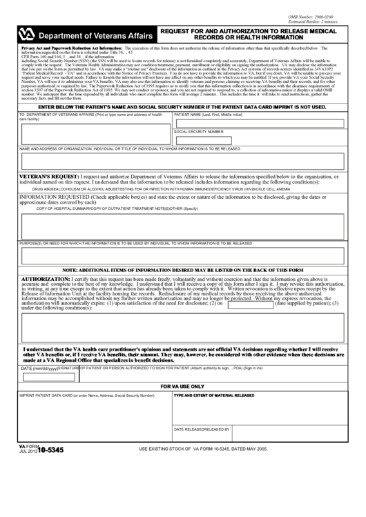 Va Form 10 5345 2020 2022 Fillable Fill Online Printable Fillable