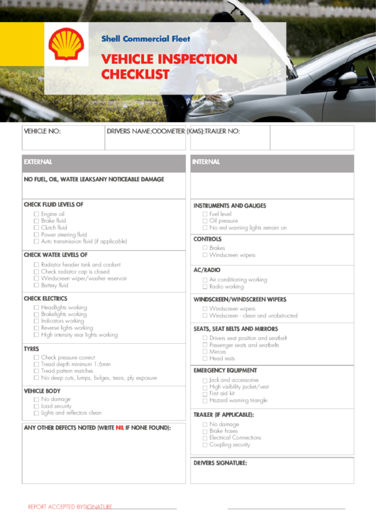 Fleet Vehicle Inspection Checklist Template Sample Geneevarojr Gambaran