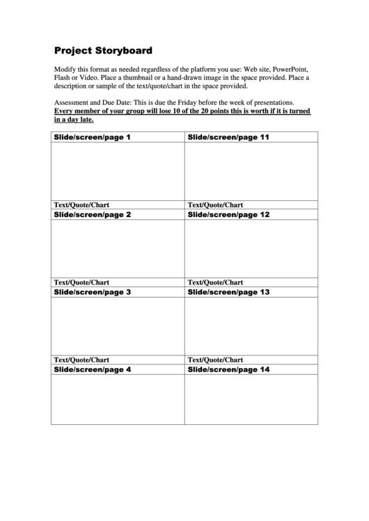 Project Storyboard printable pdf download