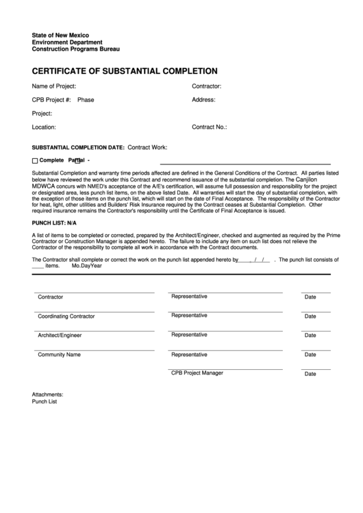 Top 8 Certificate Of Substantial Completion Form Templates free to ...