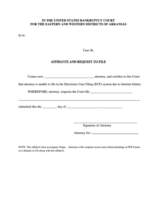 Fillable Affidavit And Request To File printable pdf download