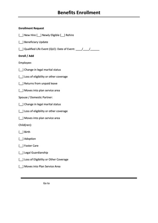 Benefits Enrollment printable pdf download