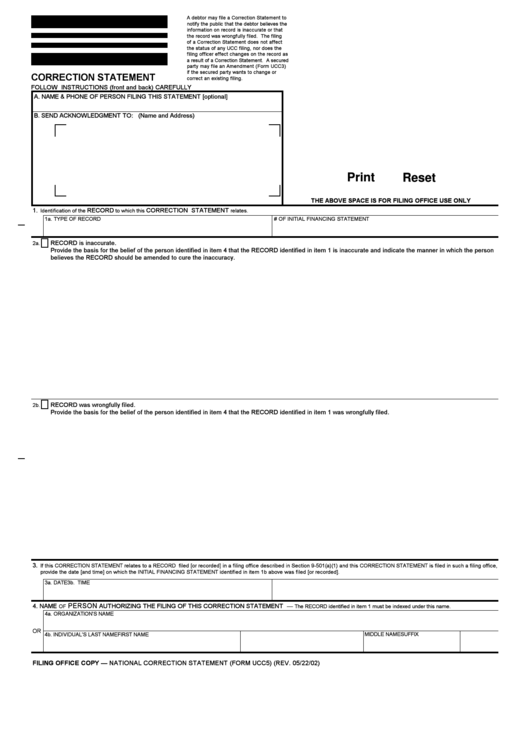 Fillable Correction Statement printable pdf download