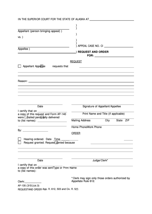 Fillable Request And Order printable pdf download