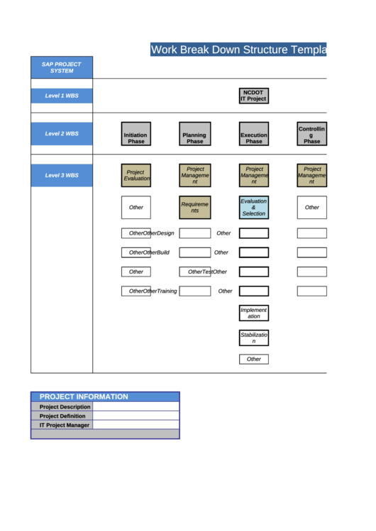 Work Break Down Structure Template printable pdf download