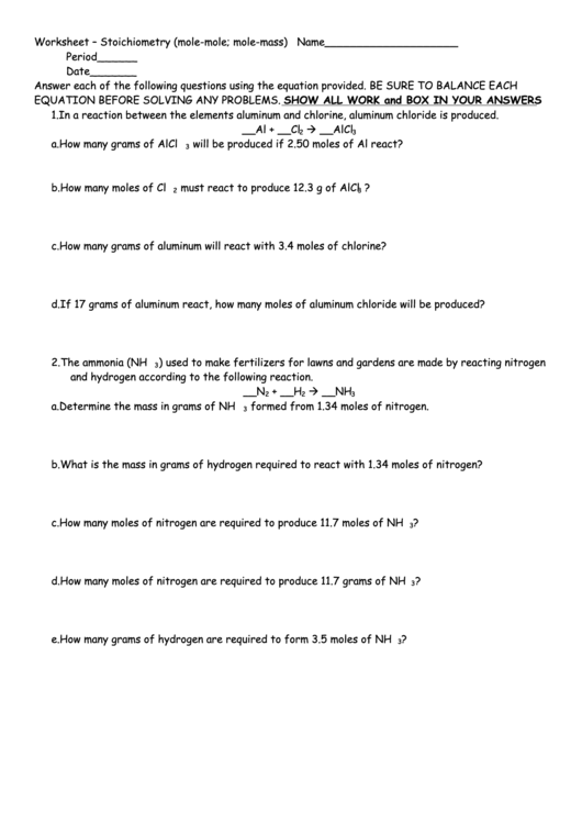 Top 19 Stoichiometry Worksheet Templates Free To Download In PDF Format