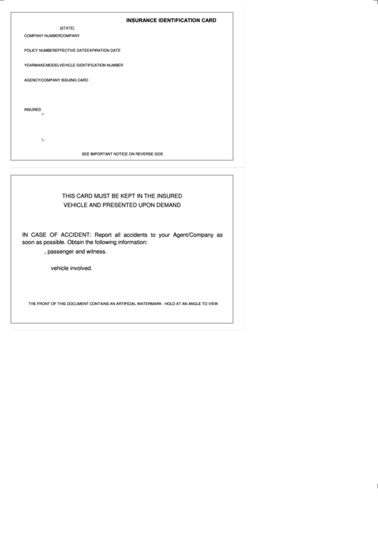 Insurance Card Template Pdf Fillable Blank Geico Auto Insurance Card 