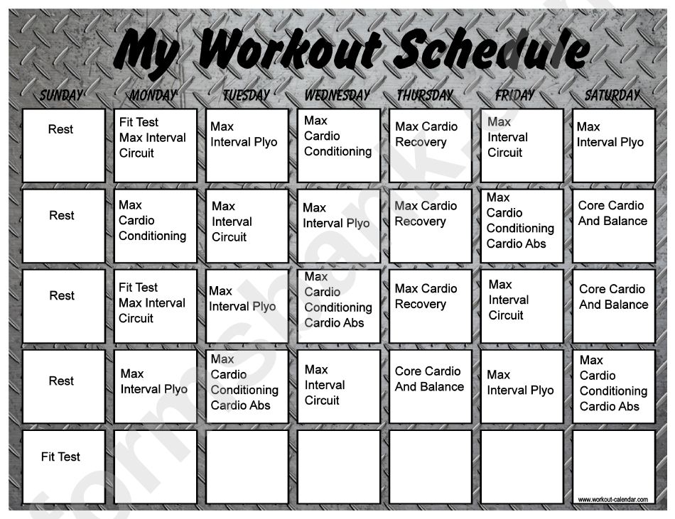 Workout Schedule Printable Pdf Download
