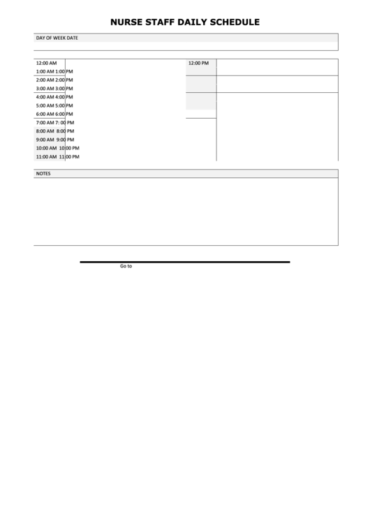 Nurse Staff Daily Schedule printable pdf download