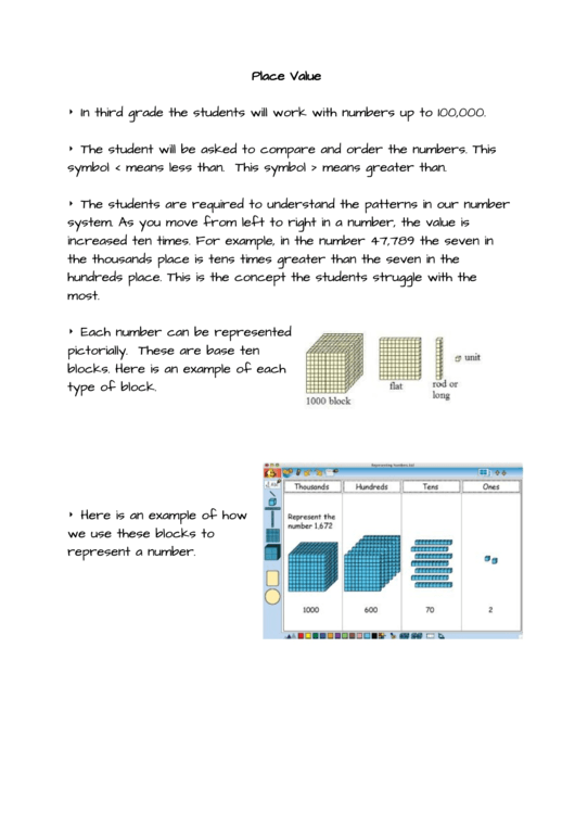 Place Value Worksheet printable pdf download
