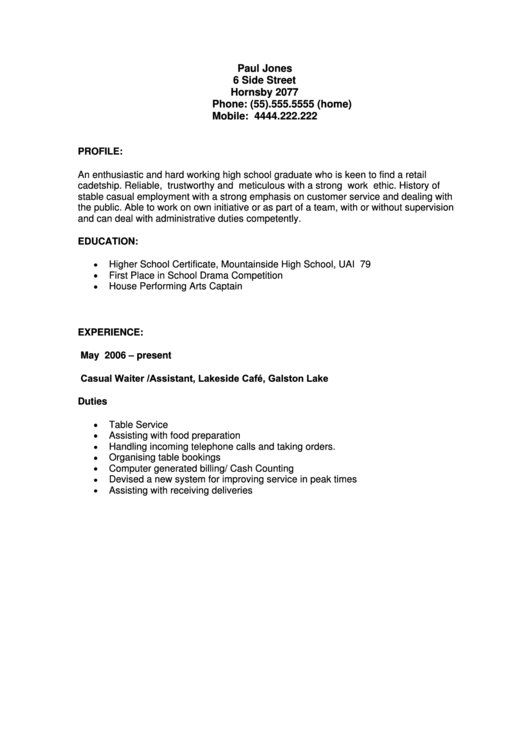 Resume Template printable pdf download