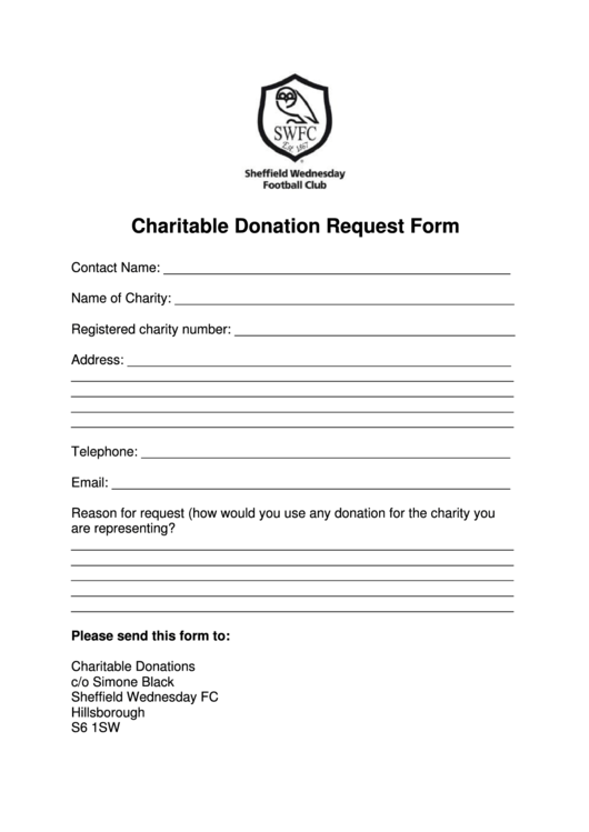 Charitable Donation Request Form printable pdf download