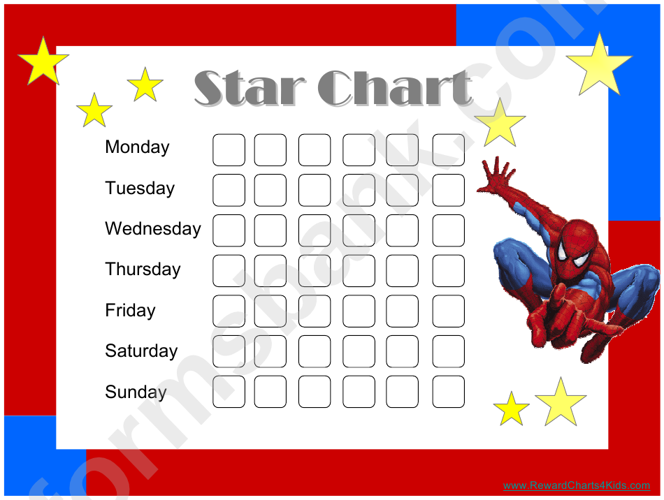 Star Reward Chart Spiderman Printable Pdf Download