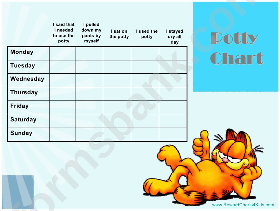 Garfield Chart Potty Chart printable pdf download