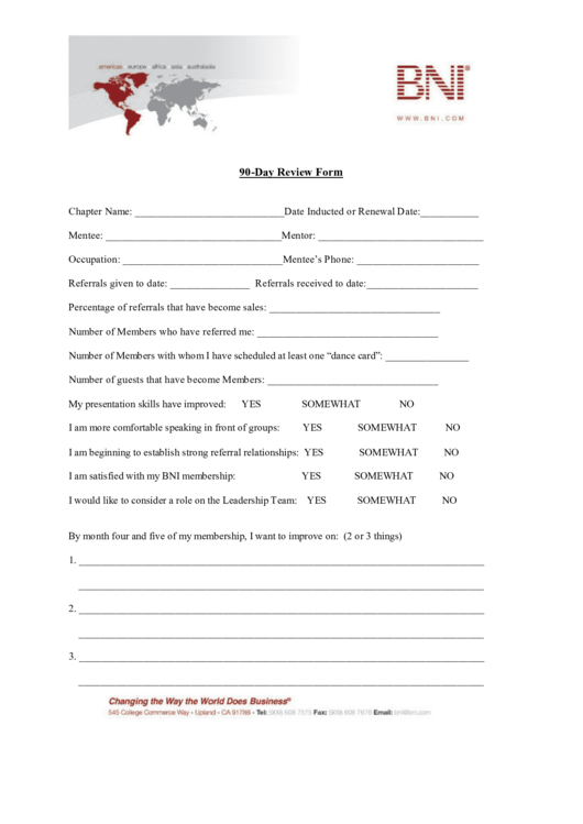 90 Day Review Form Printable Pdf Download