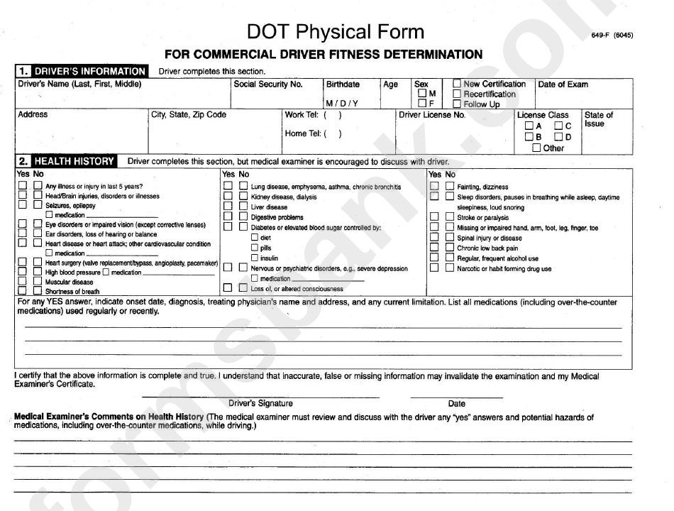 Dot Physical Form Printable Pdf Download Dot Physical Form Printable Pdf Download