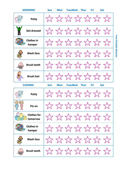 Daily Behavior Chart Printable Pdf Download