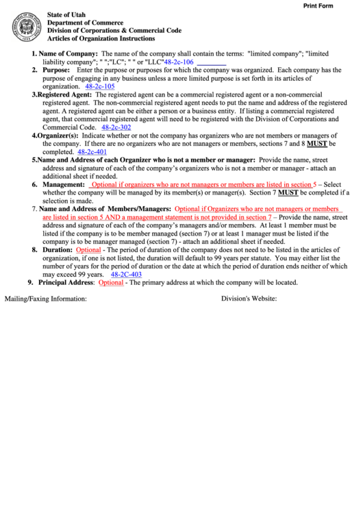 Fillable Articles Of Organization Printable Pdf Download