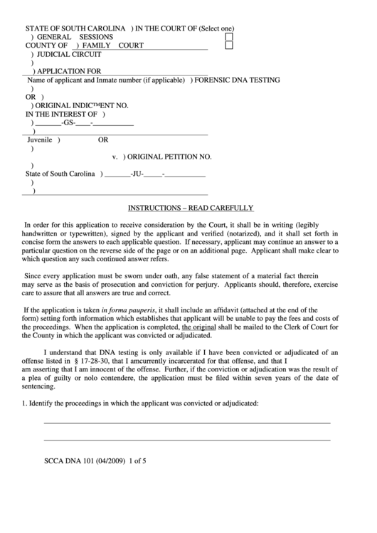 Application For Forensic Dna Testing printable pdf download