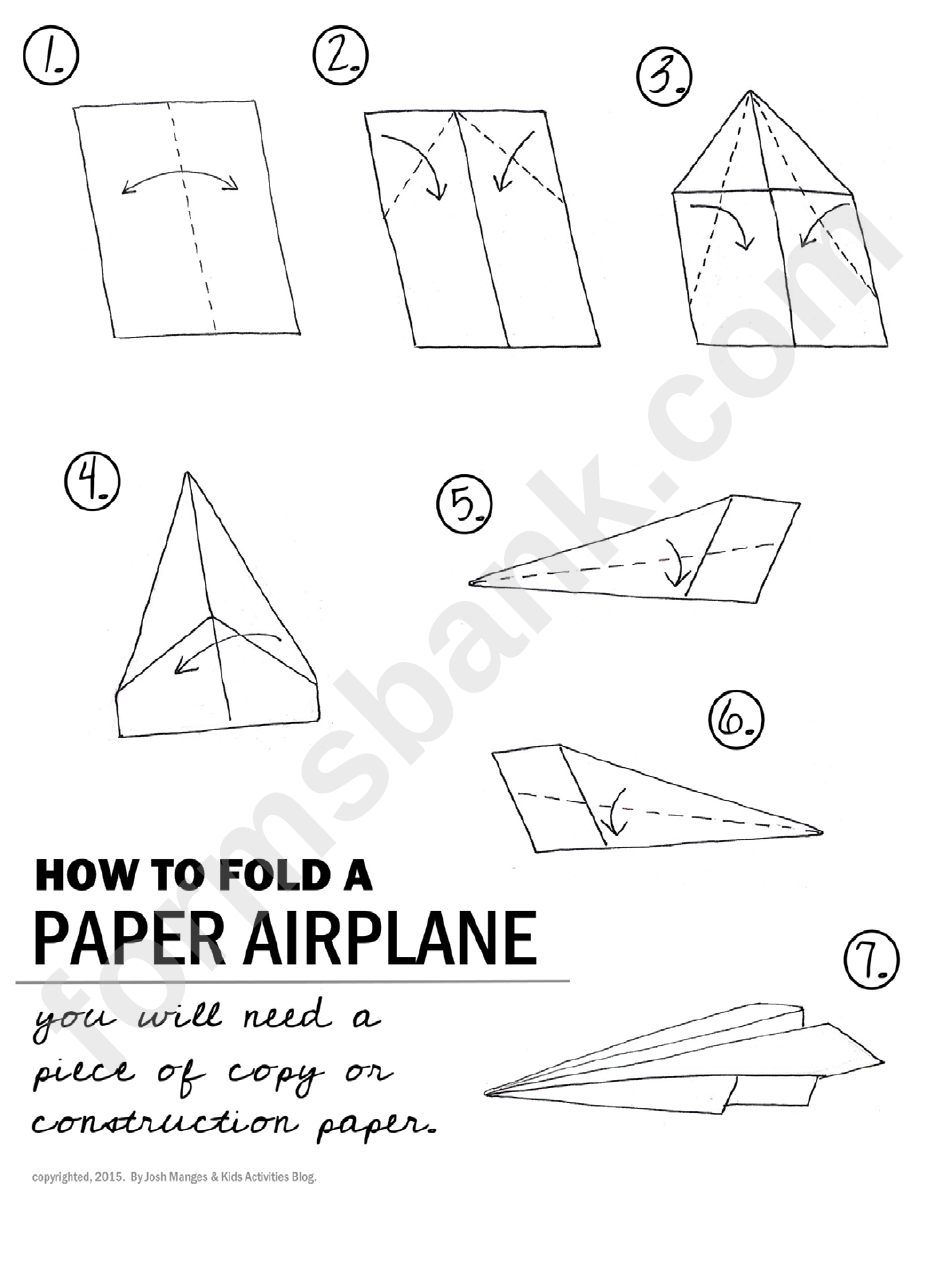 Paper Airplane Folding Instructions Printable Pdf Download