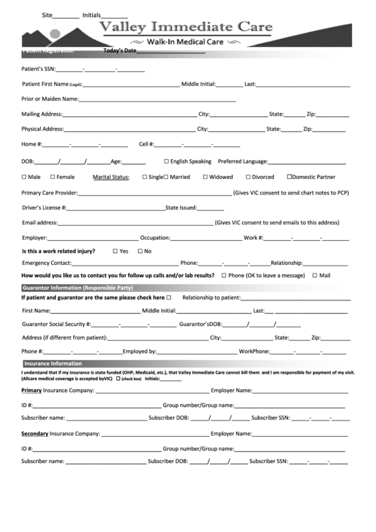 Patient Registration Form printable pdf download