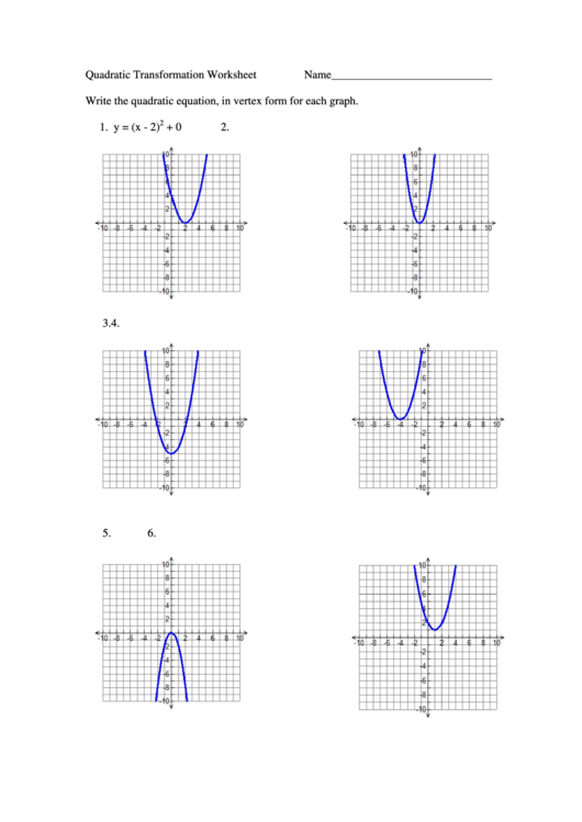 Graphing Quadratic Equations In Vertex Form Worksheet Pdf Tessshebaylo