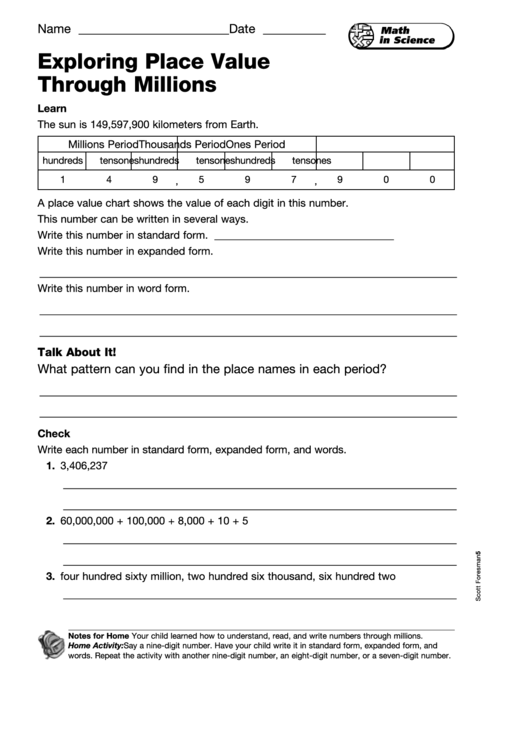 Exploring Place Value Worksheet printable pdf download