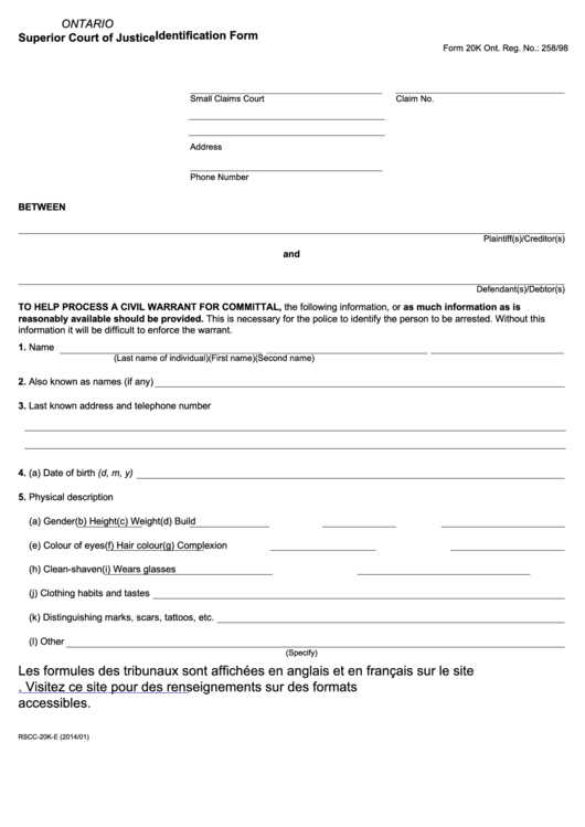 Fillable Identification Form Printable Pdf Download
