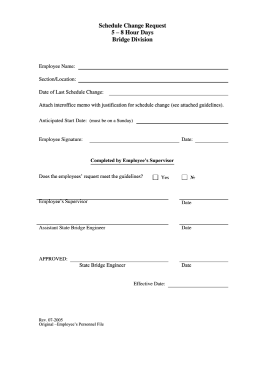 5 8 Hour Days Schedule Change Request Form Printable Pdf Download