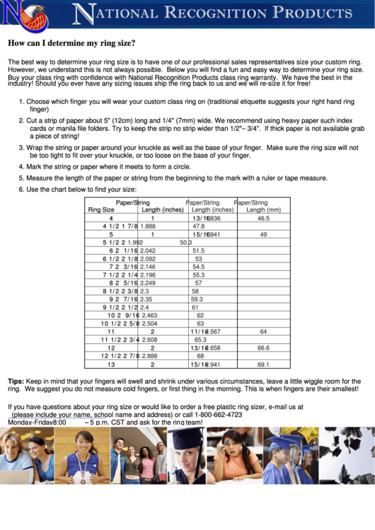 Ring Size Table printable pdf download