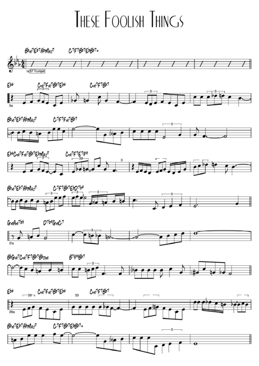 These Foolish Things Sheet Music printable pdf download