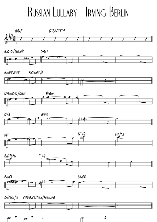 Russian Lullaby - Irving Berlin Sheet Music printable pdf download