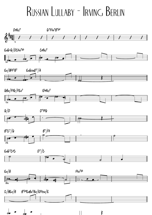 Russian Lullaby - Irving Berlin Sheet Music printable pdf download