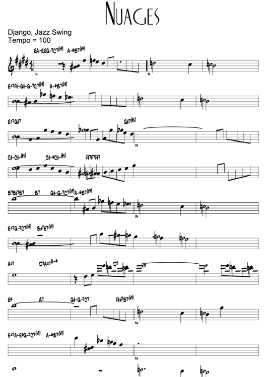 Nuages Sheet Music printable pdf download