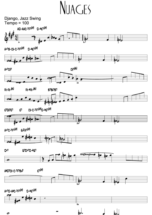 Nuages Sheet Music printable pdf download