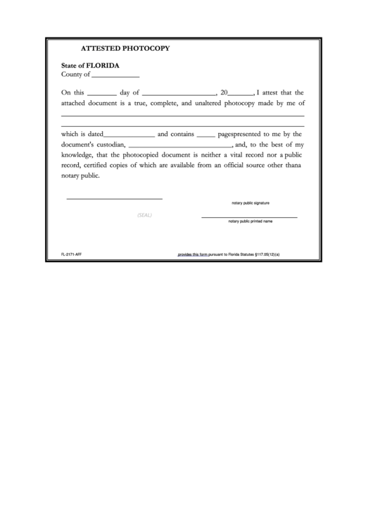 Florida Affidavit Form printable pdf download