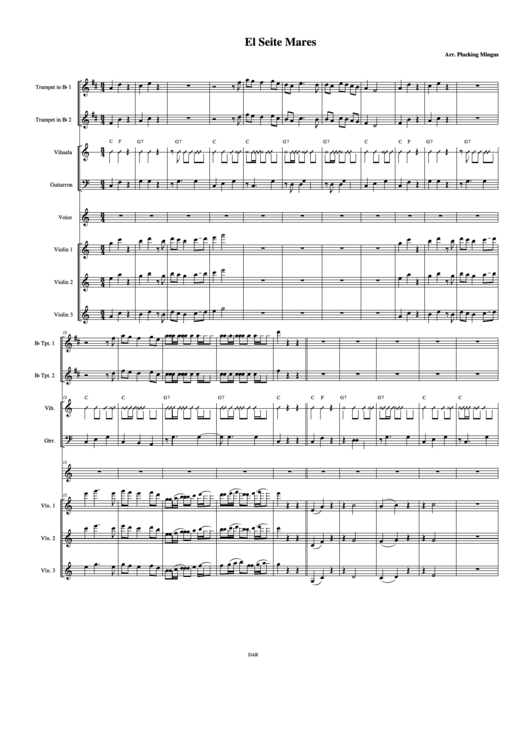El Seite Mares Arr. Plucking Mingus printable pdf download