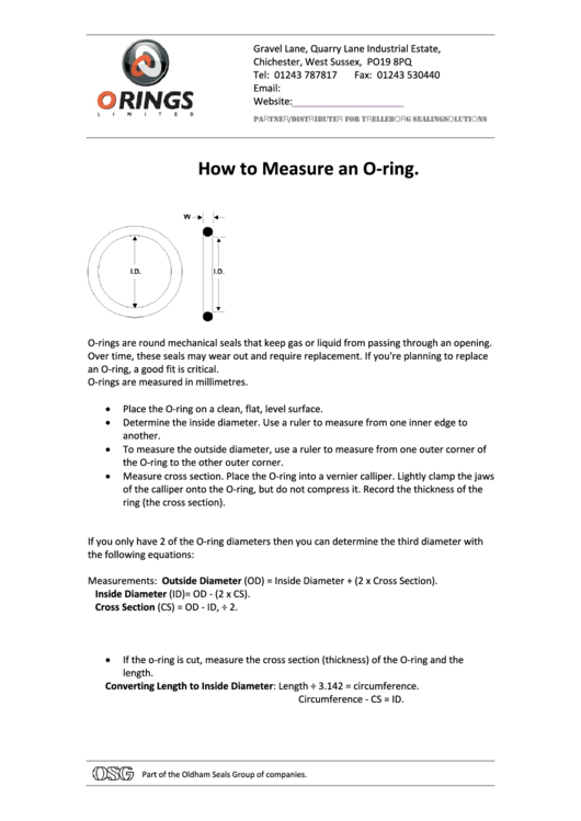O-Ring Measuring Guide printable pdf download