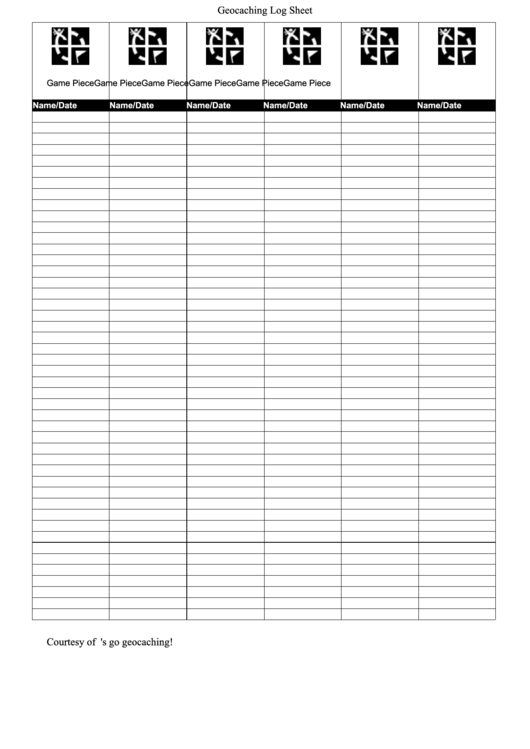 Geocaching Log Sheet printable pdf download